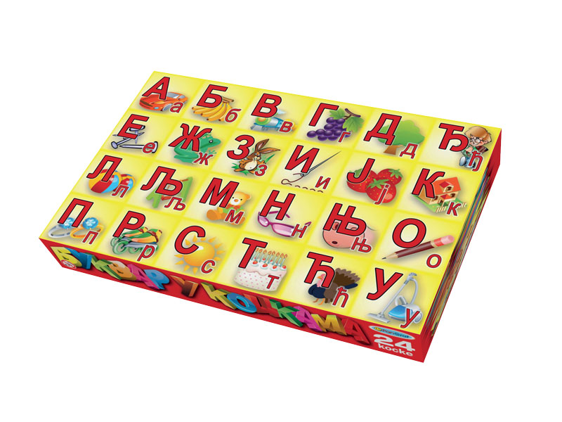 Azbuka BUKVAR u kockama ( 24 kocke / 144 slova ) - Igračke za mališane
